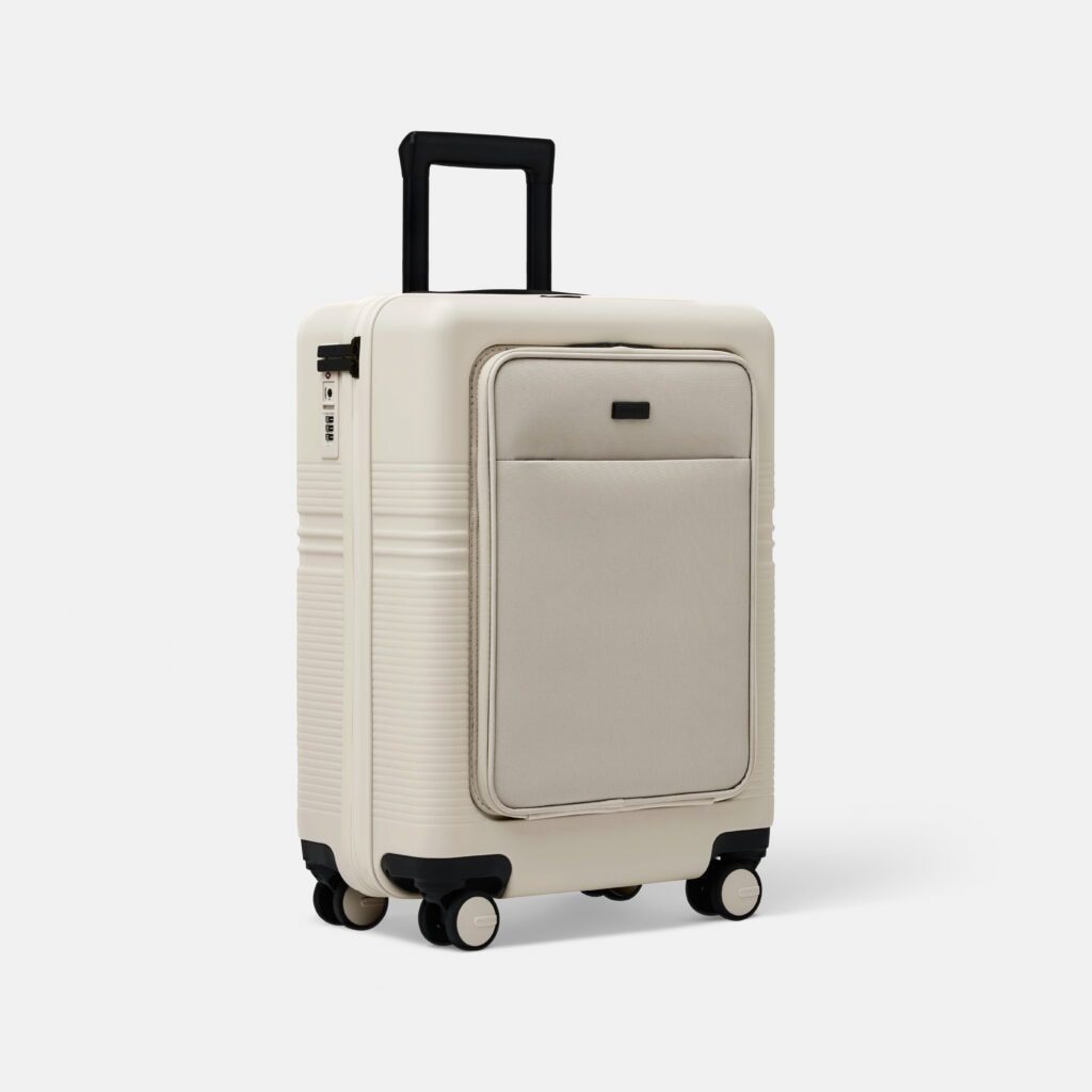 Cabin Suitcase | With Front Pocket | White | Sustainable