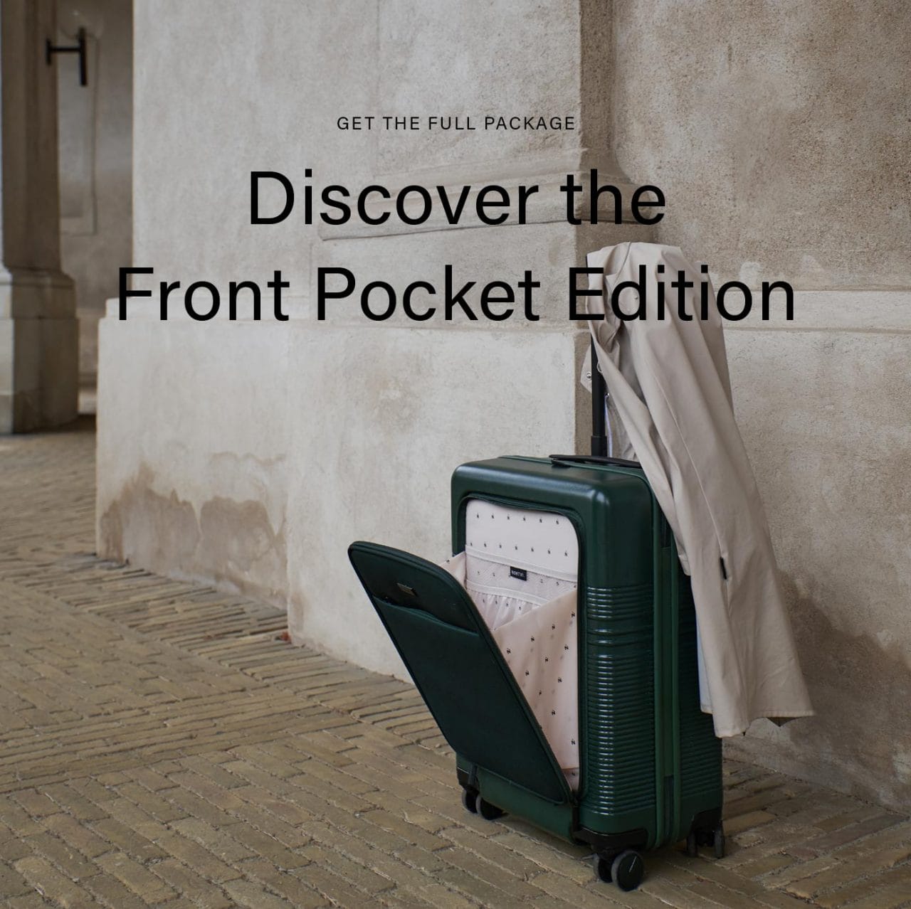 Front Pocket Carry-On Suitcase | NORTVI | Sand White | Stylish & Unique