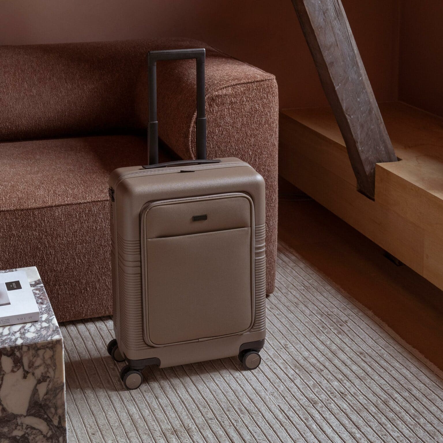Cabin Suitcase | With Front Pocket | Clay | Premium